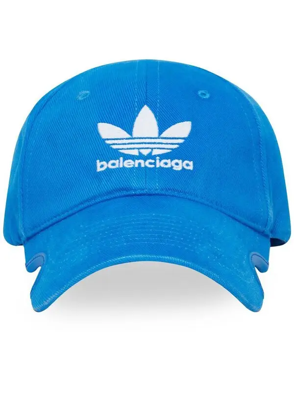 Balenciaga X Adidas Logo-Embroidered Cut-Out Cap In Blue - 35% Off