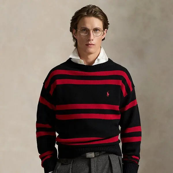 Ralph Lauren Striped Wool Crewneck Sweater - Polo Black Combo