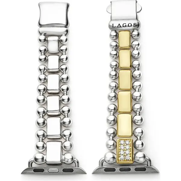 Lagos Smart Caviar Diamond Apple Watch® Band - Silver Gold Diamond