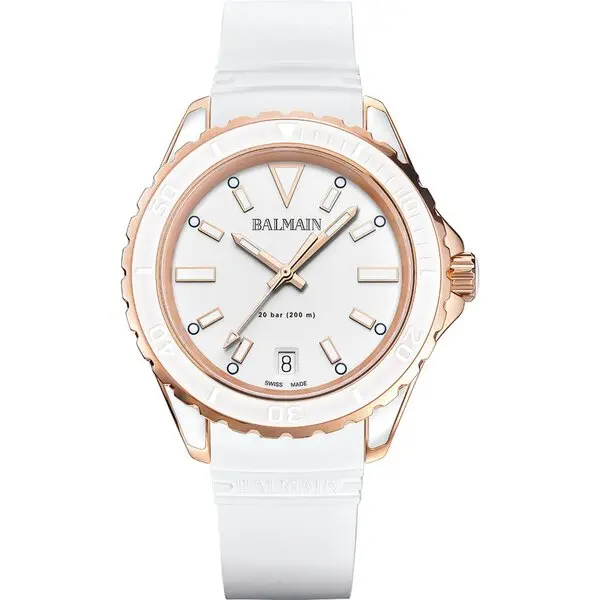 BALMAIN WATCHES Ophrys Dive Rubber Strap Watch - White