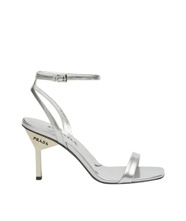 Prada Metallic Leather Ankle-strap Sandals - Argento