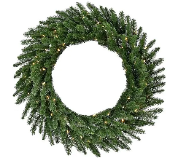 FRASER HILL FARM 36' Green Fir Wreath With Warm White Led