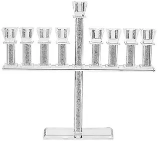 COPA JUDAICA Crystal Menorah Traditional With Crushed Stones
