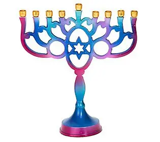 COPA JUDAICA Menorah Metal Blue And Purple