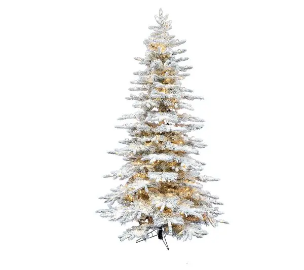 CHRISTMAS TIME Snowy Artificial Christmas Tree With Clear Smar String Light
