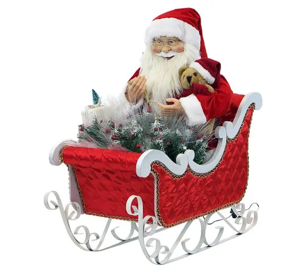 FRASER HILL FARM 28' Santa Claus In His Sleigh Ith Teddy