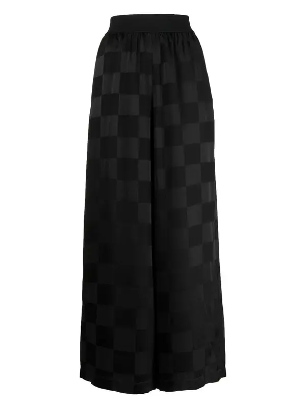 UMA WANG Checkerboard Wide-leg Silk Trousers