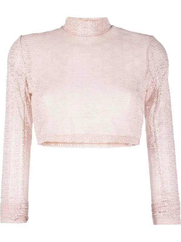 Philipp Plein Monogram Tulle Top