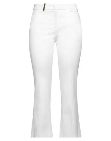Peserico Flared Leg Trousers With Leather Trim - White