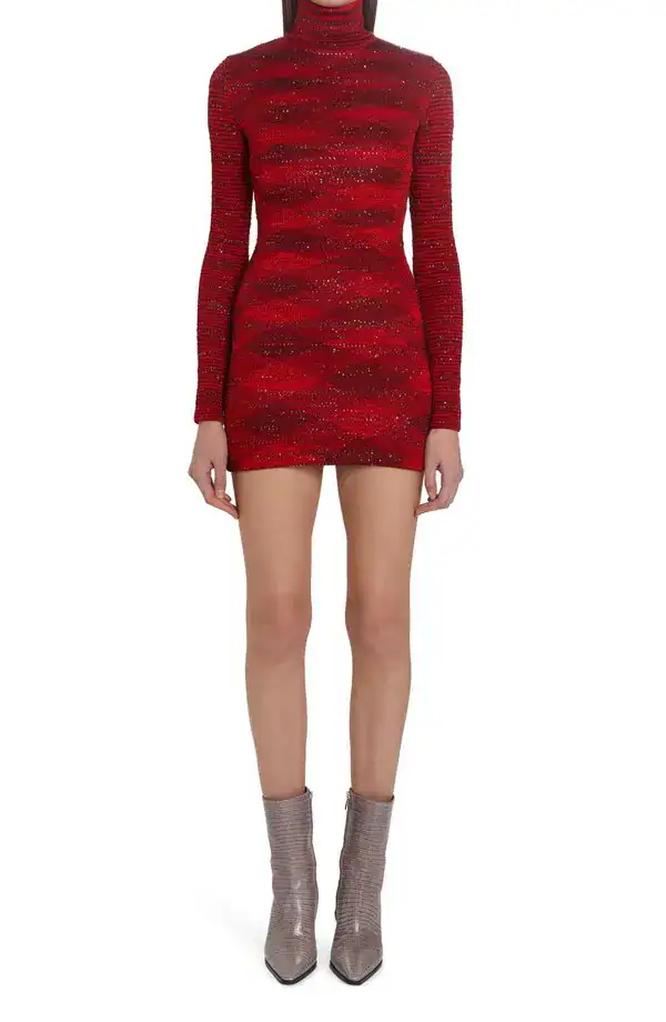 Missoni Sequin Turtleneck Long Sleeve Minidress In Red - 58% Off |  Editorialist
