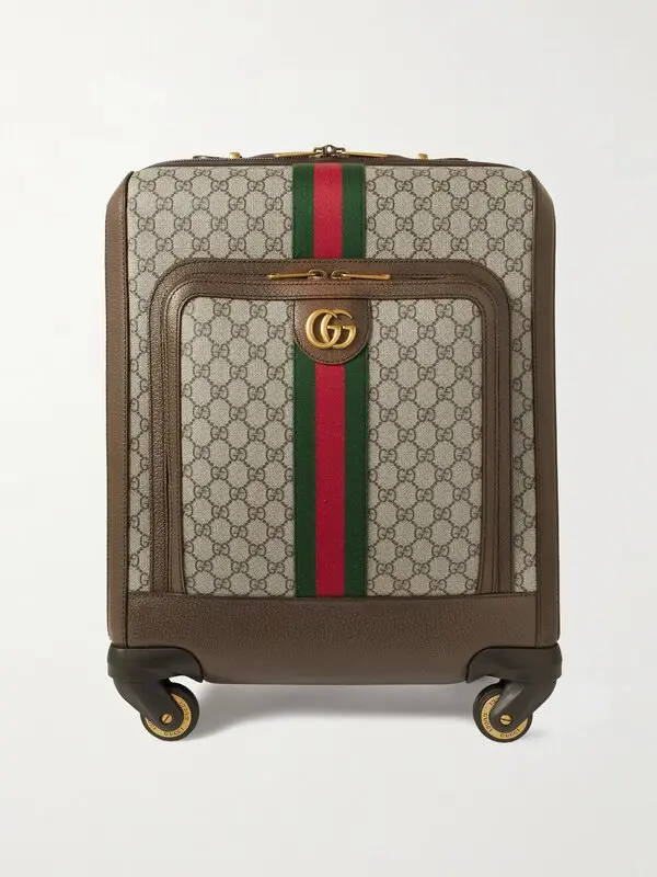 Gucci Savoy Leather-trimmed Suitcase - Brown