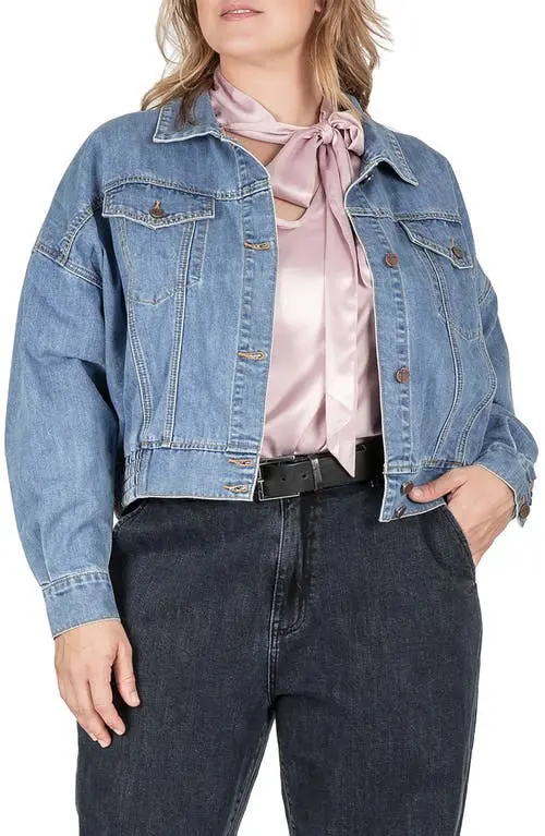 STANDARDS & PRACTICES Smocked Hem Denim Jacket