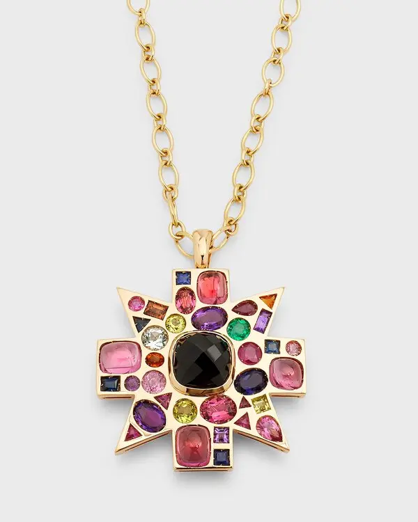 Verdura 18k Yellow Gold Gemstone Pendant-brooch Necklace - One-color
