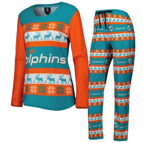 FOCO Miami Dolphins Team Ugly Pajamas Set - Aqua | Editorialist