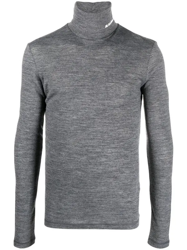 JIL SANDER Logo-print Roll-neck Jumper - Grey