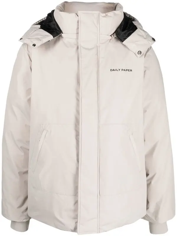 DAILY PAPER Padded Hooded Jacket - Neutrals