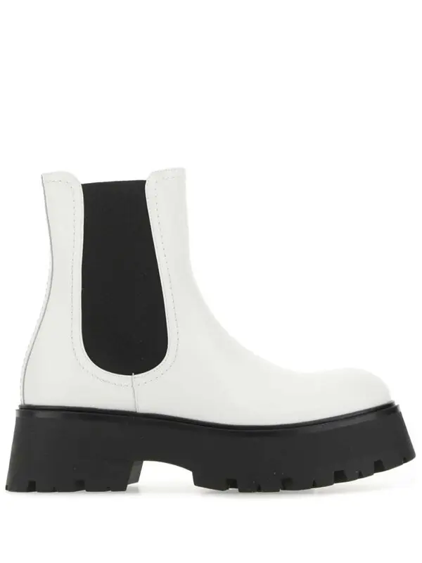 Alexander McQueen Chunky-sole Leather Boots - White