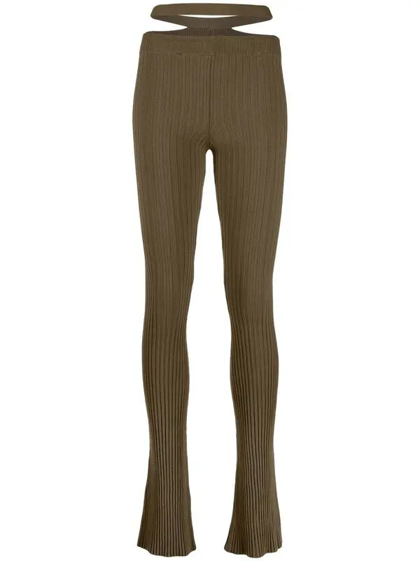 ANDREĀDAMO Ribbed-knit Trousers - Green