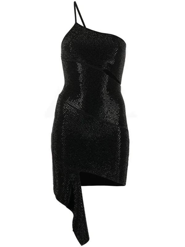ANDREĀDAMO Rhinestone-embellished Minidress - Black