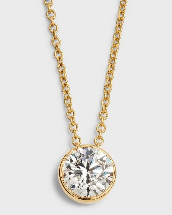 Neiman Marcus 18k 1.5 Tcw Round Pendant Necklace - Yellow Gold