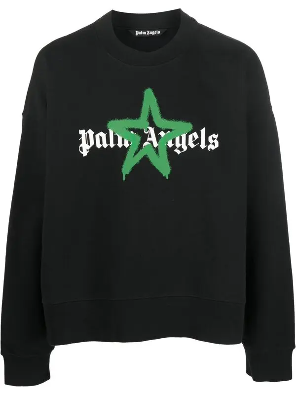 Palm Angels Logo-print Crew-neck Sweatshirt - Black