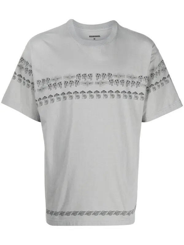 NEIGHBORHOOD Mushroom-print Detail T-shirt - Grey