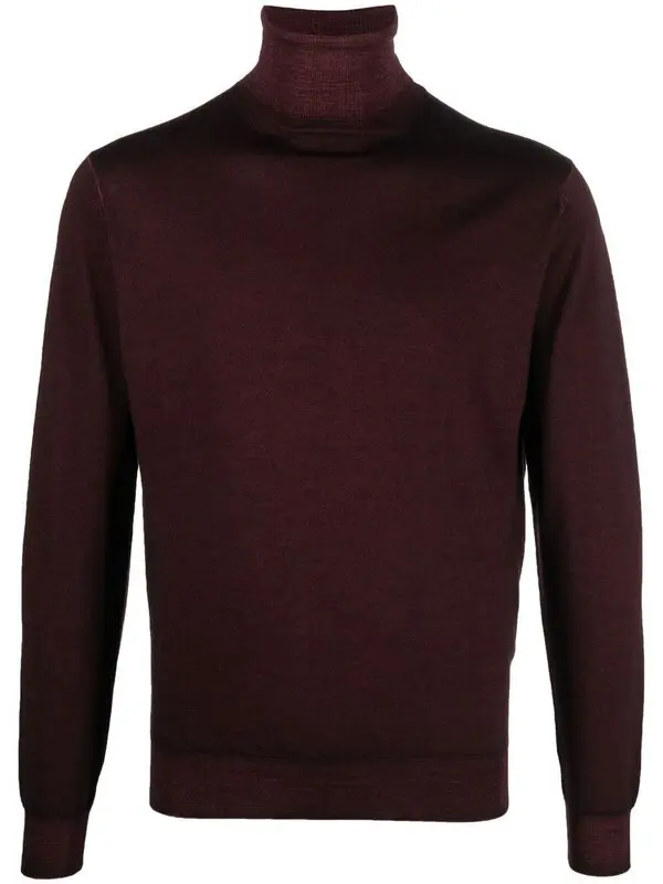 DELL'OGLIO Roll-neck Merino Wool Jumper - Red