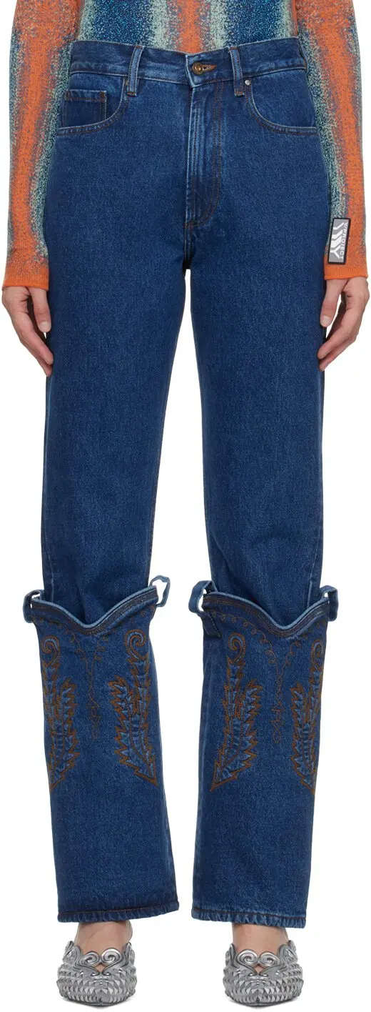 Y/Project Classic Cowboy Cuff Jeans In Navy - 61% Off | Editorialist