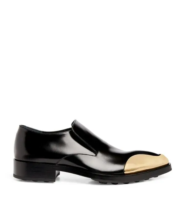 JIL SANDER Leather Metal-cap Loafers - Black | Editorialist