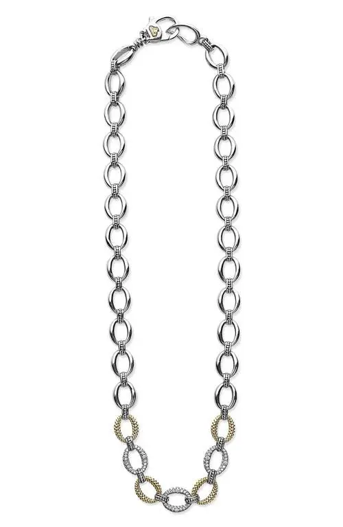 Lagos Caviar Lux Pavé Diamond Link Necklace