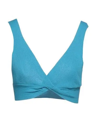 SOALLURE Cropped Knit Top - Blue