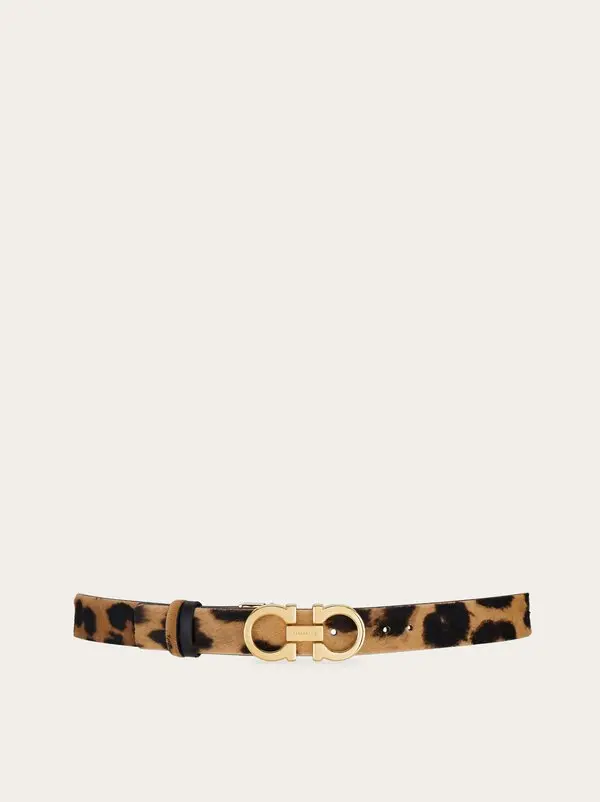 FERRAGAMO Adjustable Gancini Leather Belt - Beige