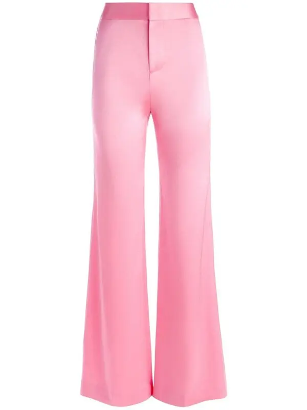 Alice + Olivia Deanna Satin-finish Palazzo Pants - Pink