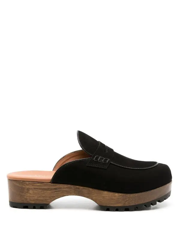 STUDIO CHOFAKIAN Nubuck Leather Clogs - Black