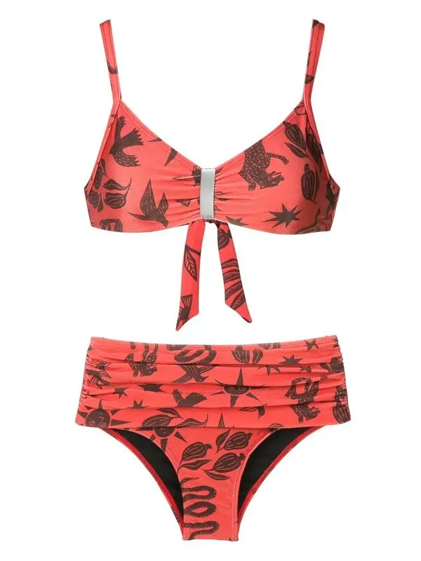LYGIA & NANNY Anne Logo-plaque Bikini Set - Brown