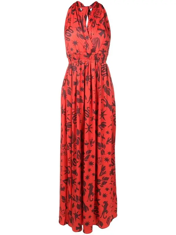LYGIA & NANNY Vênus Estampado Halterneck Dress - Brown