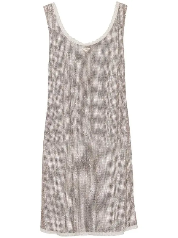 Prada Rhinestone-embellished Mesh Minidress