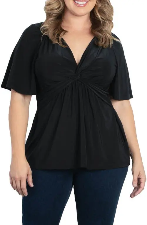 KIYONNA Abby Twist Front Top - Black Noir