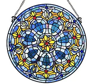 RIVER OF GOODS 19.5'h Cathedral Stained Glass W Indow Panel
