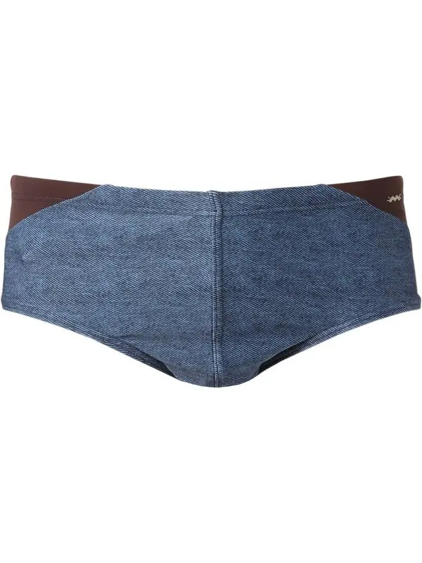 AMIR SLAMA Denim-print Swim Trunks