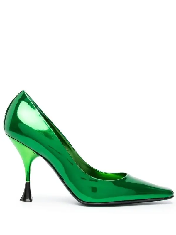 3JUIN 100mm Patent-finish Pumps - Green