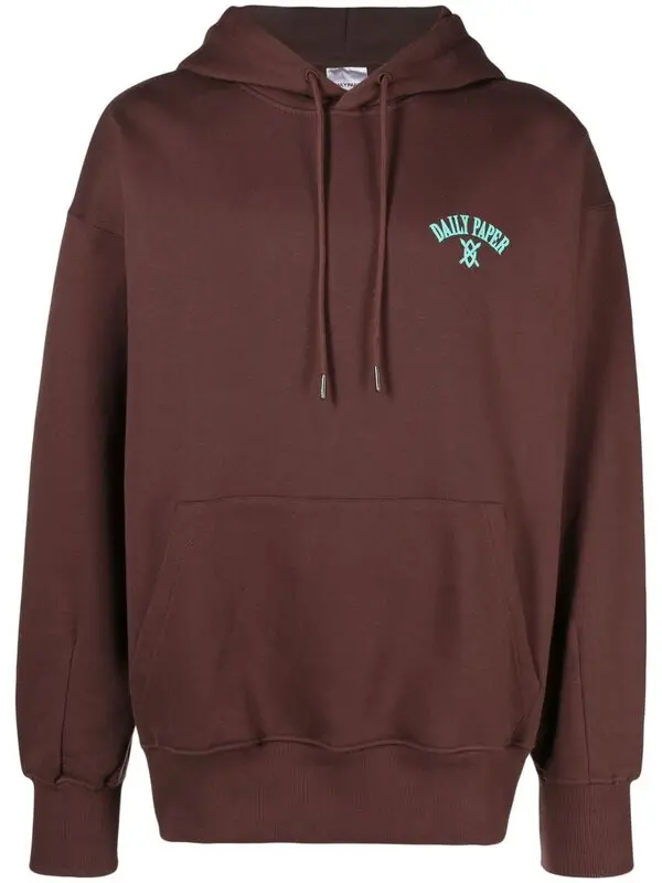 DAILY PAPER Graphic Print Cotton Hoodie - Brown