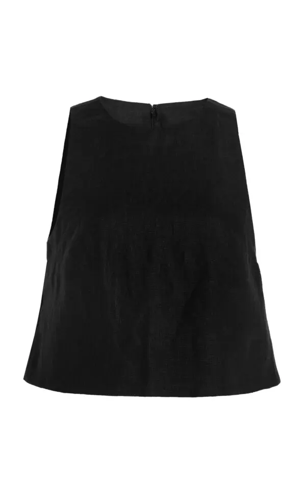 Posse Poppy Linen Cropped Top - Black