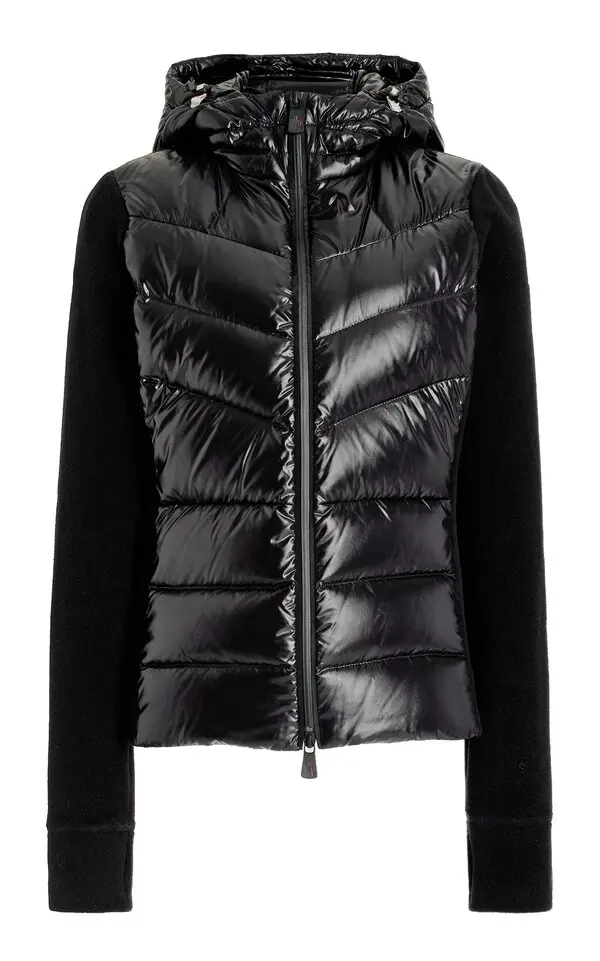 Moncler Down Fleece Hooded Cardigan - Black