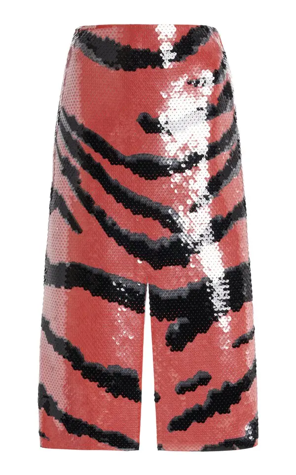Bottega Veneta Tiger- Sequin Midi Skirt - Print