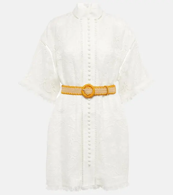 Buy Zimmermann Laurel Broderie Anglaise Minidress White At 40 Off Editorialist
