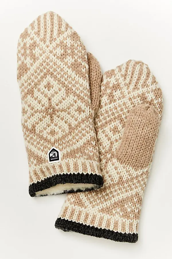HESTRA Nordic Wool Mittens - Beige/off White