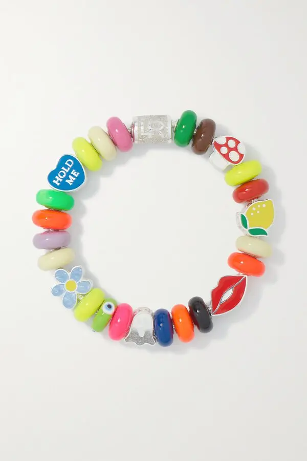 Lauren Rubinski Silver And Enamel Charm Bracelet