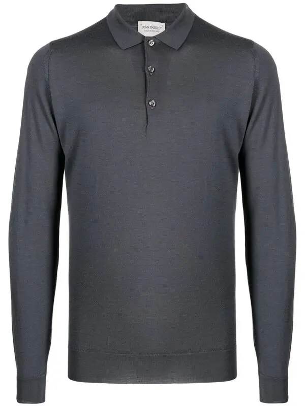 John Smedley Belper Wool Polo Shirt - Grey