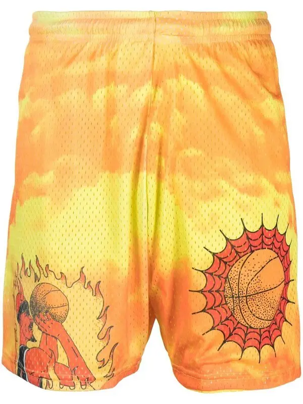 MARKET Graphic-print Mesh Shorts